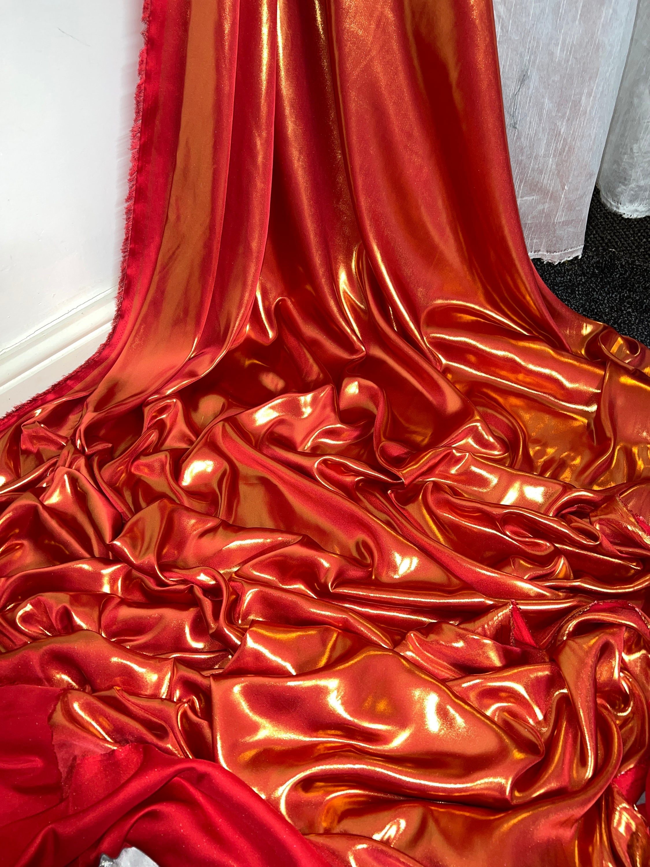 1 Meter Red/gold Soft Shimmer on Satin Fabric 58” Wide - Etsy