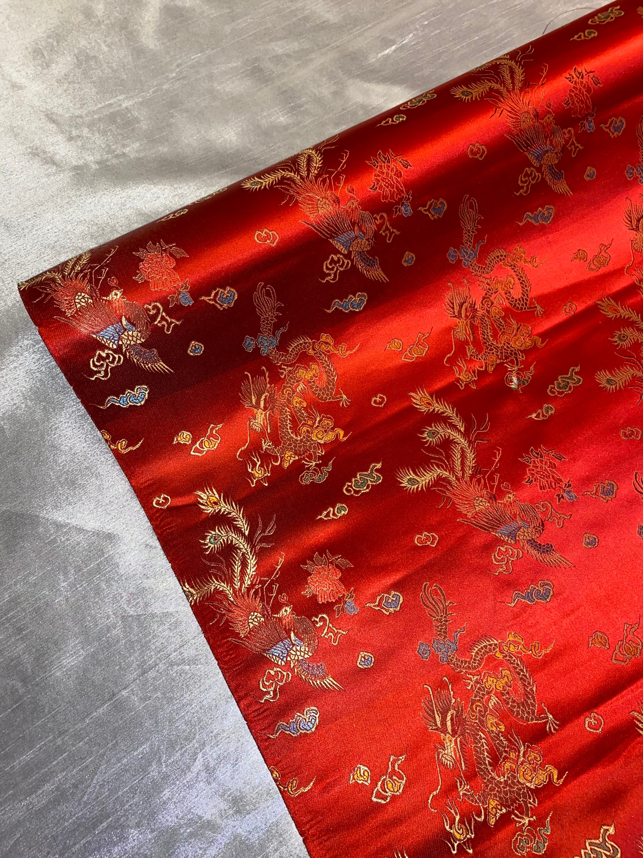 1 meter red dragon design smooth oriental chinese brocade 36 | Etsy