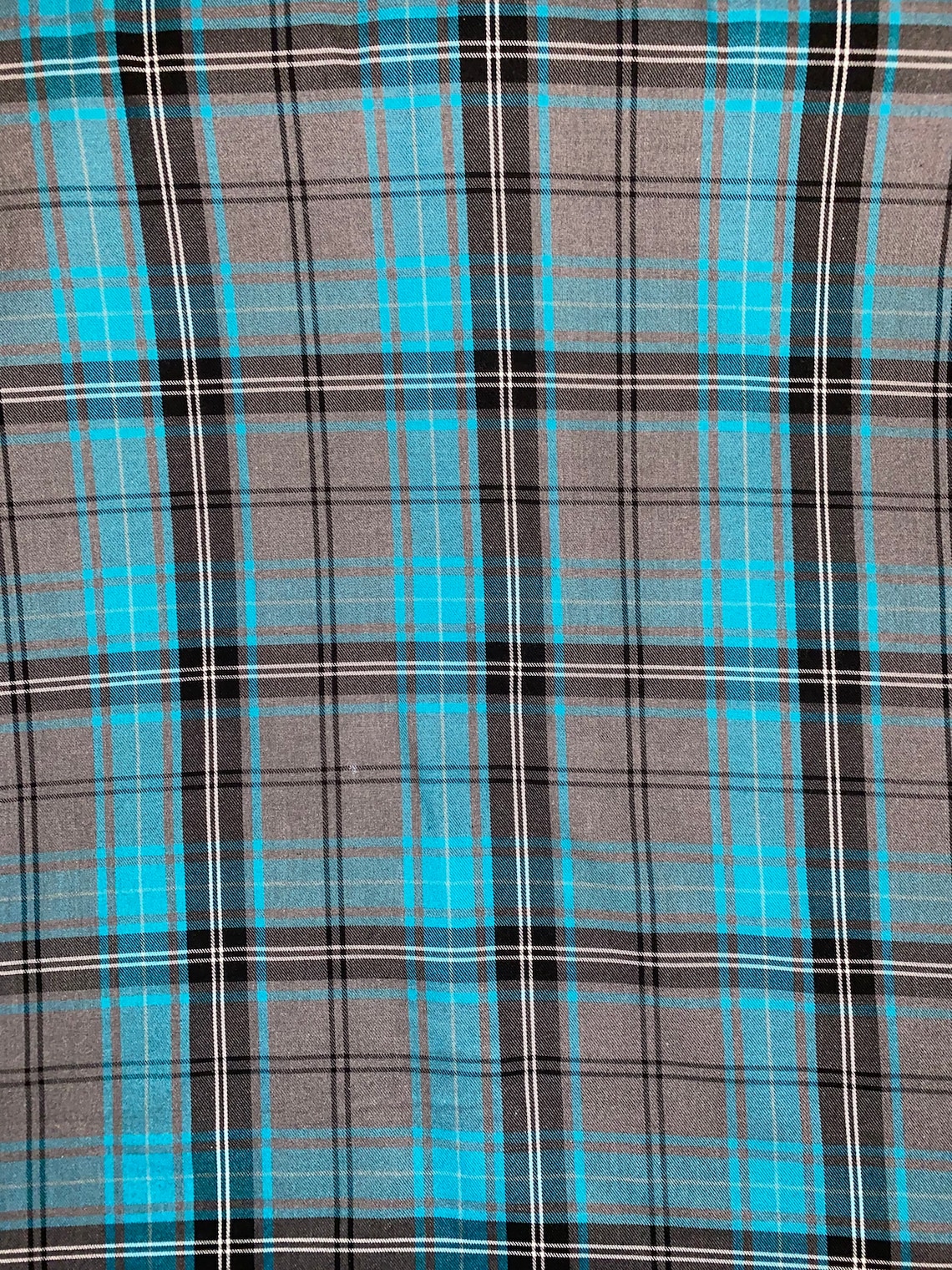 1 meter teal/grey poly viscose tartan fabric..58 wide just | Etsy