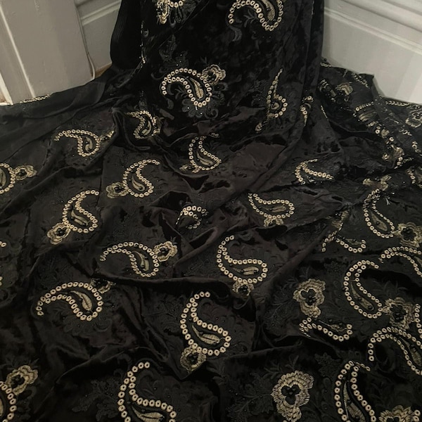 Beaded Velvet Fabric - Etsy