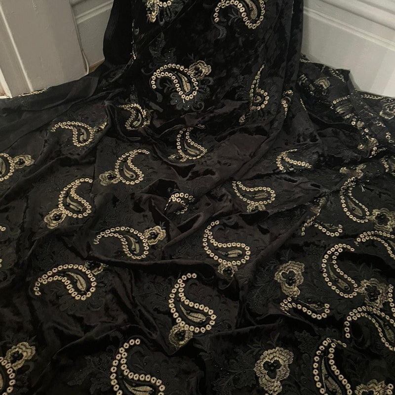 Beaded Velvet Fabric - Etsy