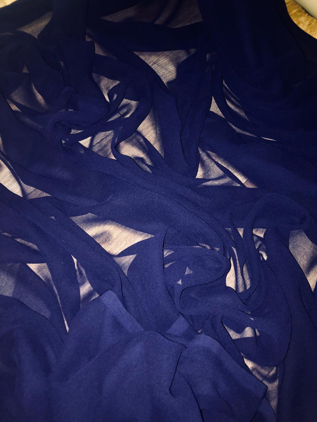 1 Meter Elegant Navy Blue Chiffon Soft Dress Fabric Floaty Light Weight ...