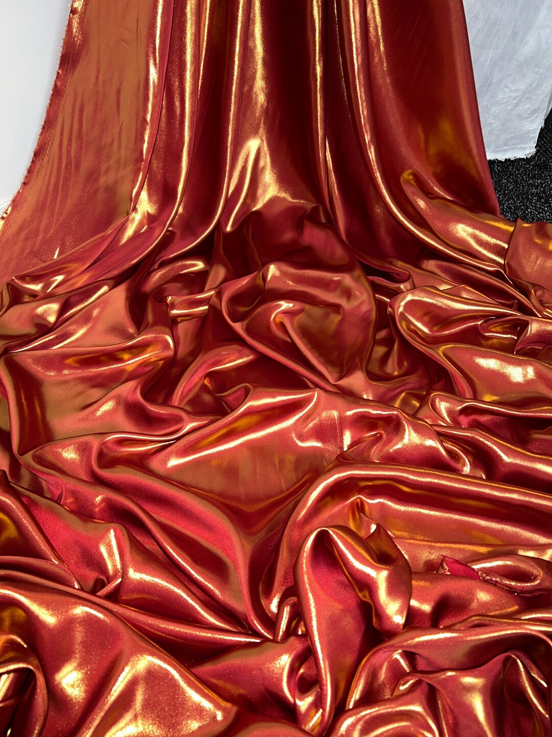 1 Meter Red/gold Soft Shimmer on Satin Fabric 58” Wide - Etsy