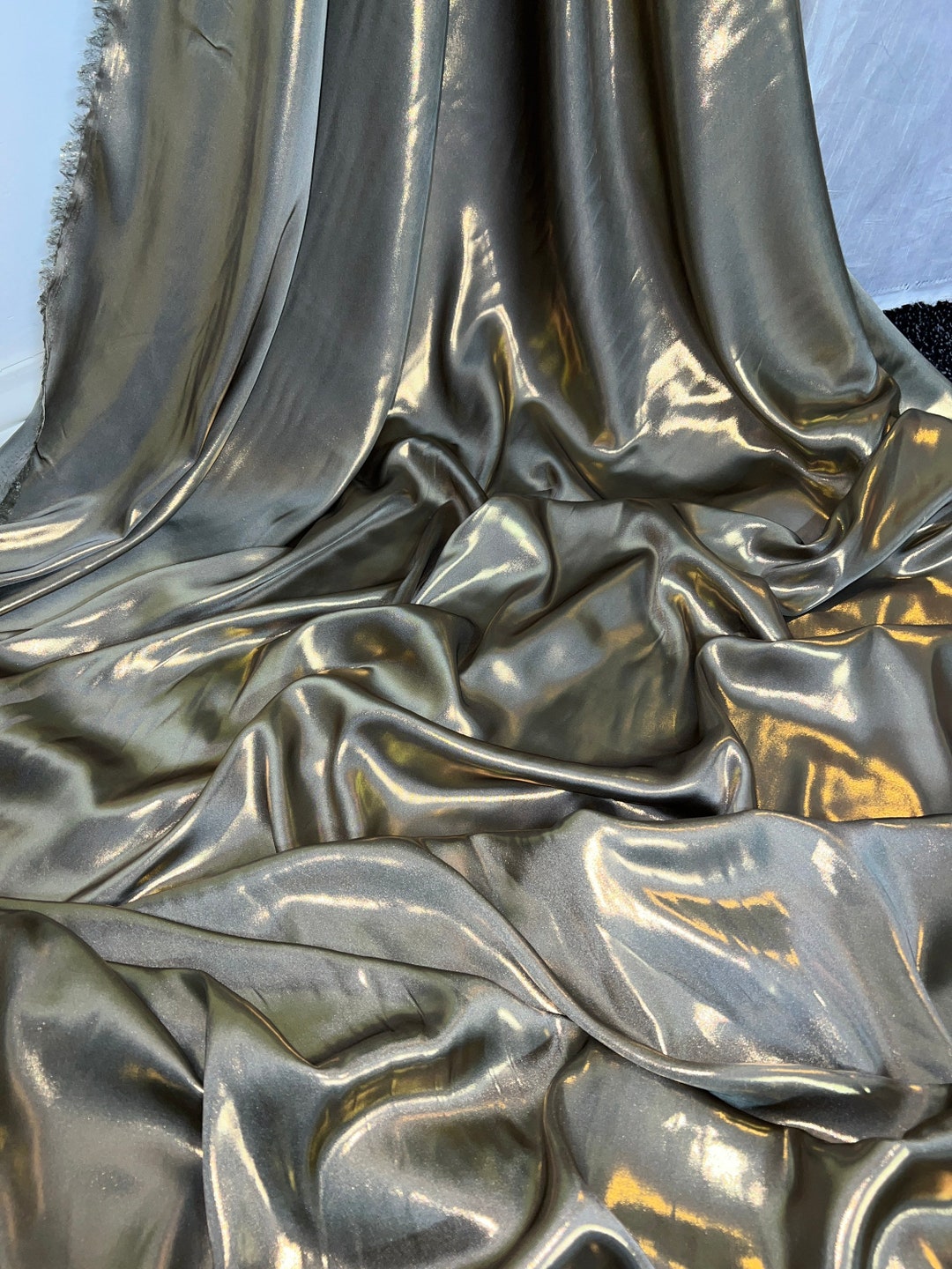 1 Meter Grey/gold Soft Shimmer on Satin Fabric 58” Wide - Etsy