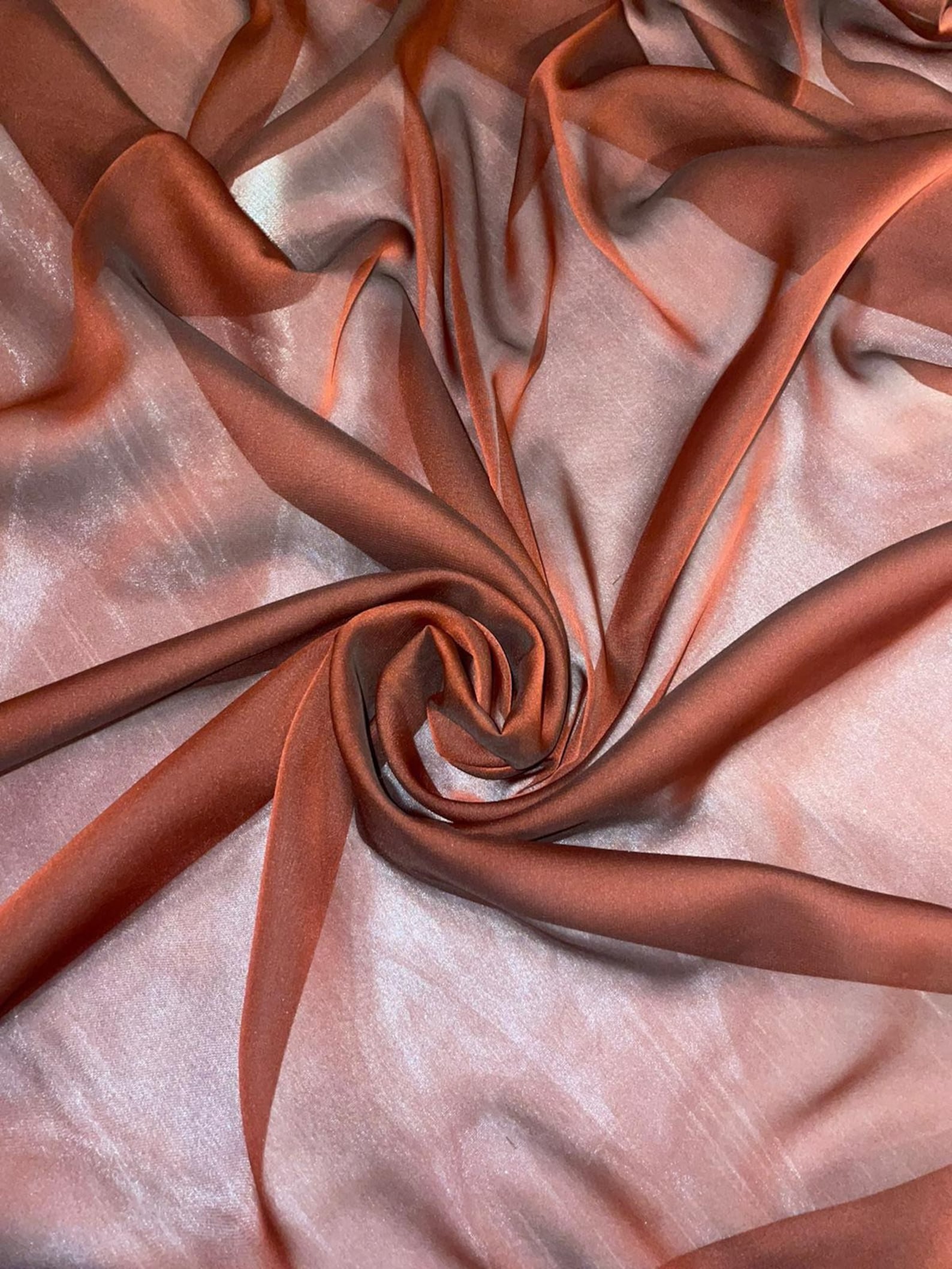 1 meter two tone copper soft cationic chiffon 100% polyester | Etsy