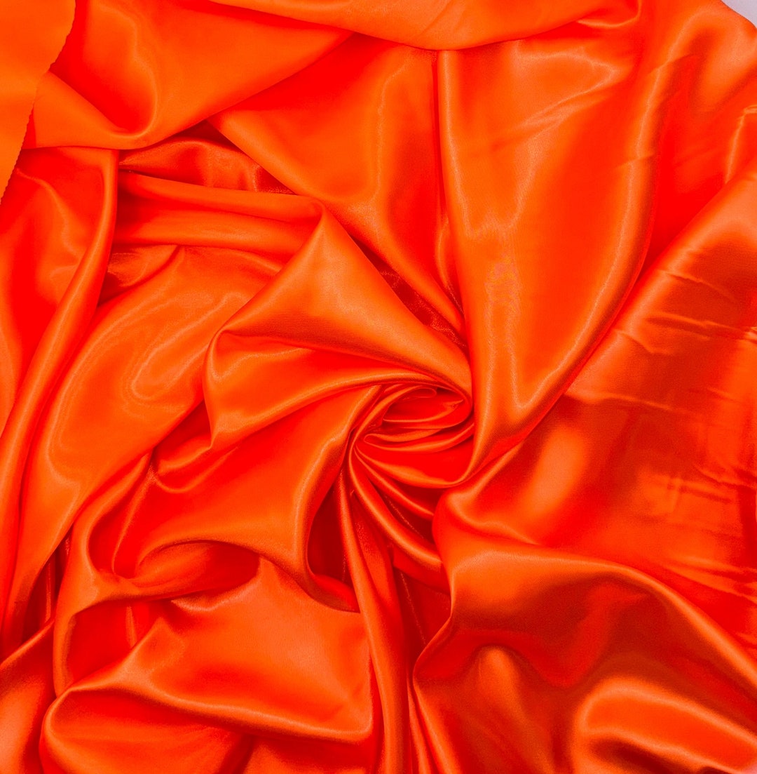 1 Meter Neon Orange Plain Soft Shiny Budget Satin Costume Craft Dress ...