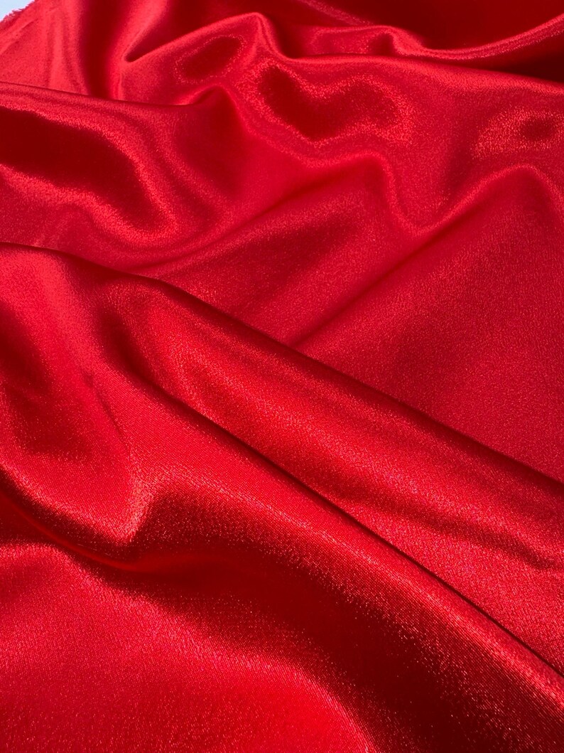1 Meter Red Luxury Shiny Soft Silky Crepe Back Satin Bridal Drape Dress ...