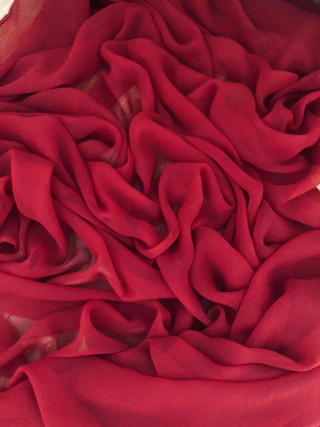 1 Meter Elegant Claret Red Chiffon Soft Dress Fabric Floaty Light ...