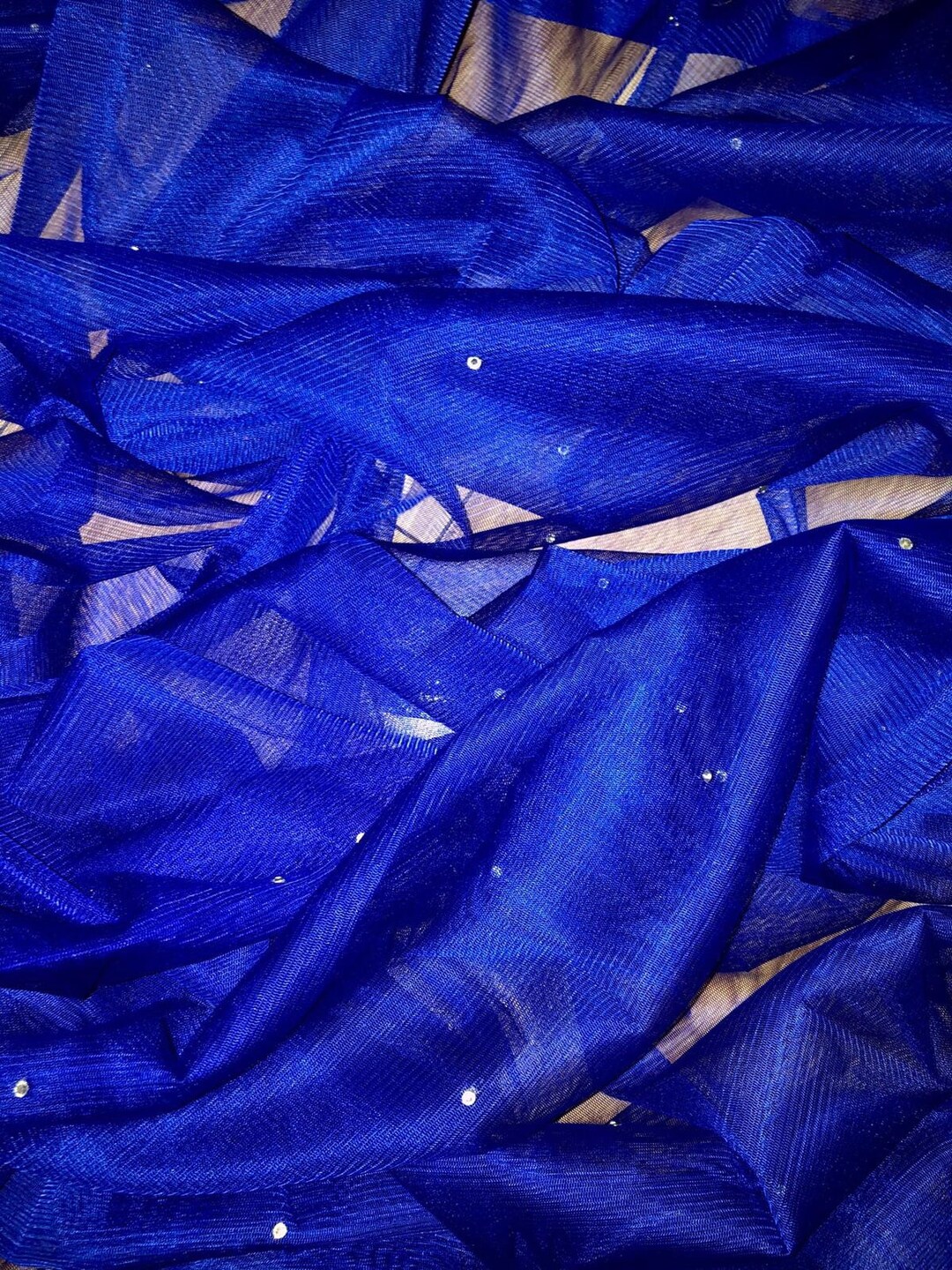 1 Meter Royal Blue Tulle Soft Studded Bridal Decoration Net Fabric 45 ...