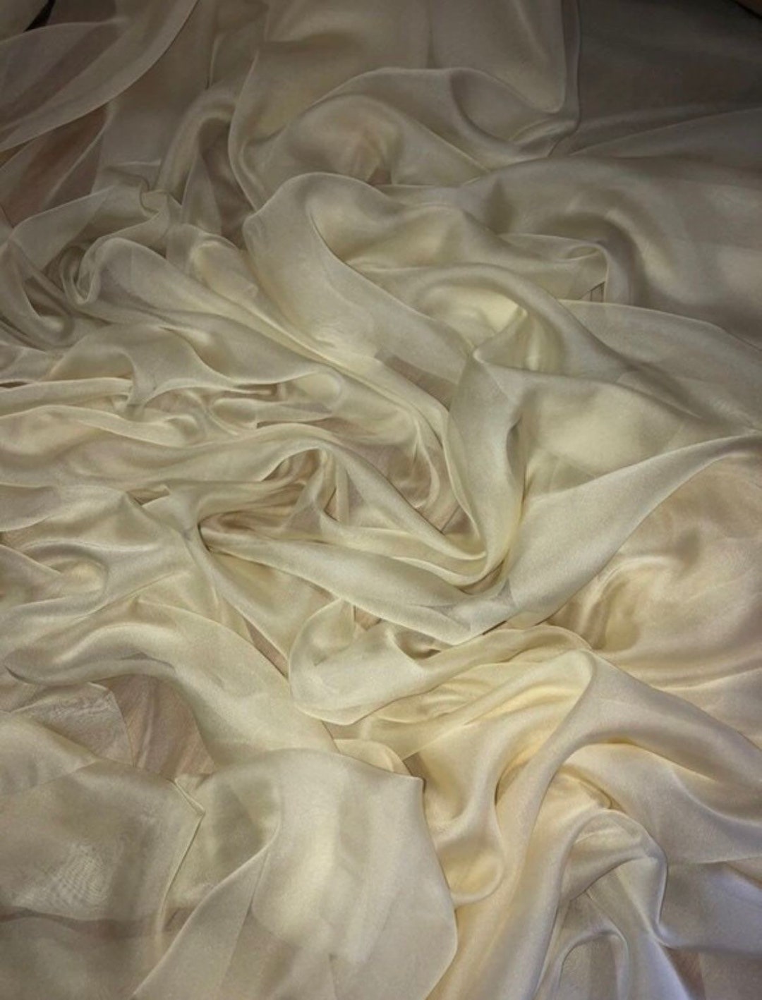 1 Meter Cream Soft Great Quality Cationic Sheer Bridal Dress Chiffon ...