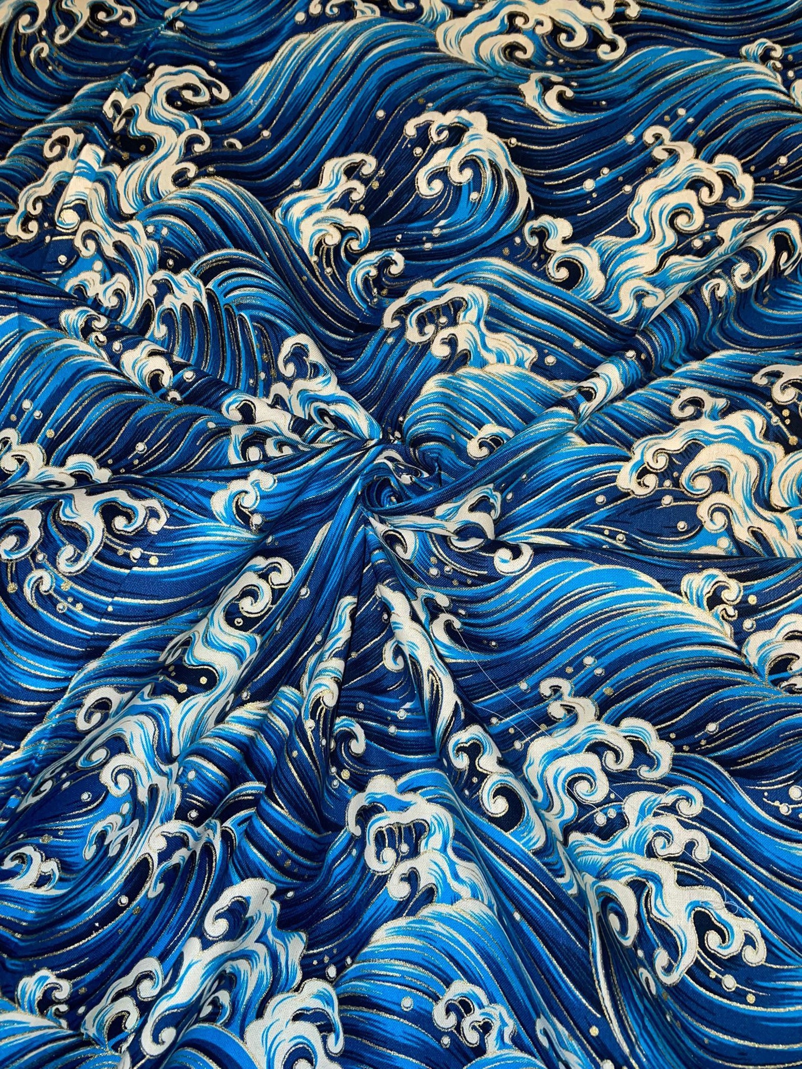 1 Meter Blue Wave Design Japanese Print 100% Cotton Fabric 58 Wide - Etsy