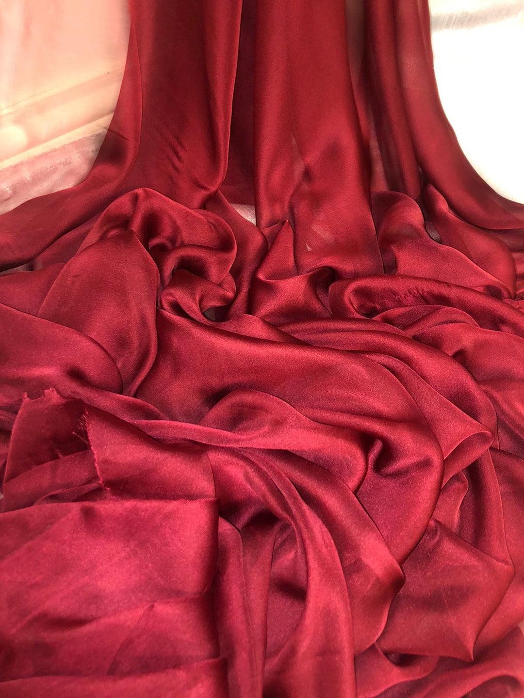 Claret Red Sheer Chiffon Fabric, Bridal Dress Material (58" Wide) - Etsy