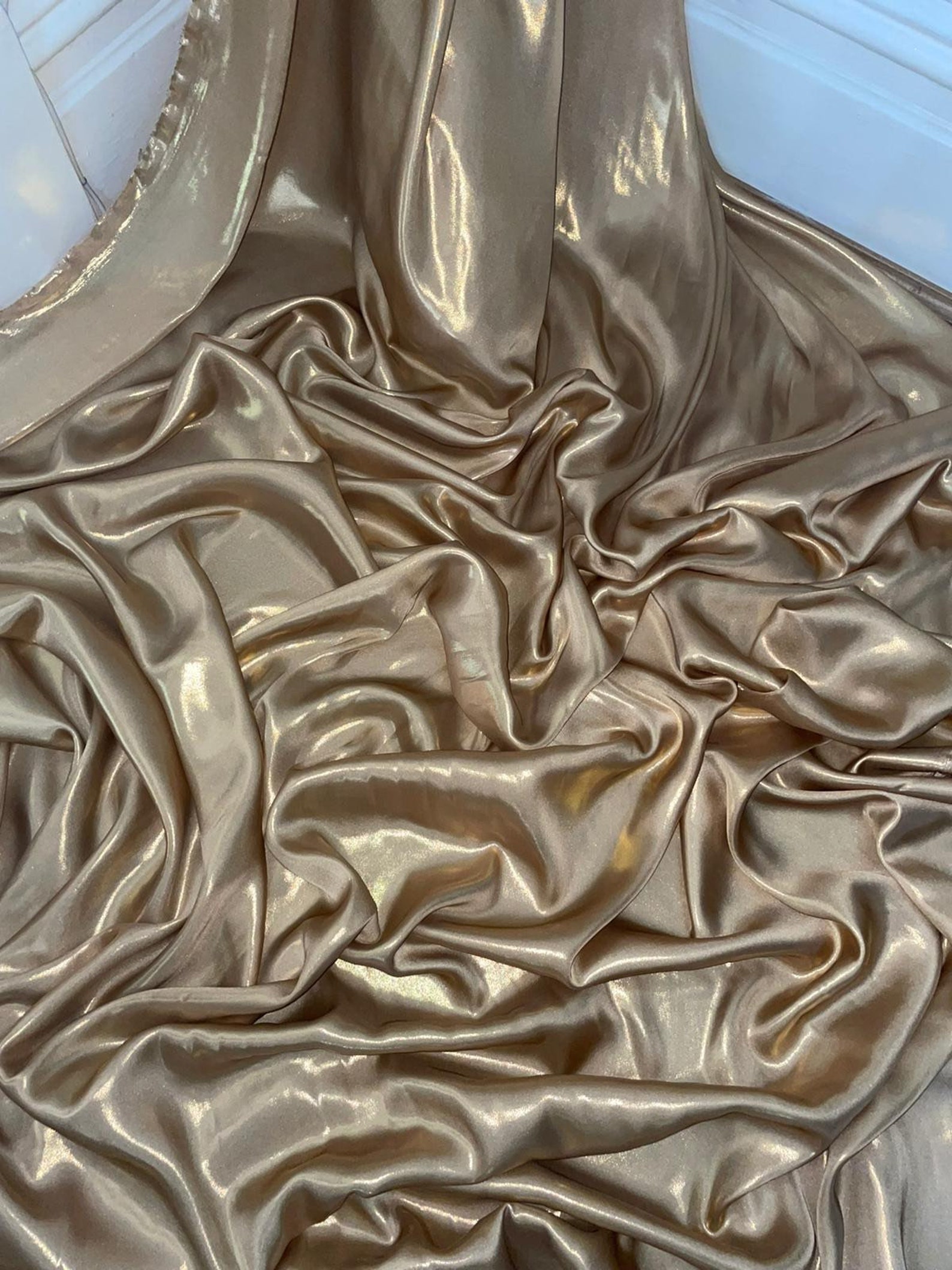 1 Meter Beige/gold Shiny Soft Shimmer Satin Fabric 58” Wide - Etsy
