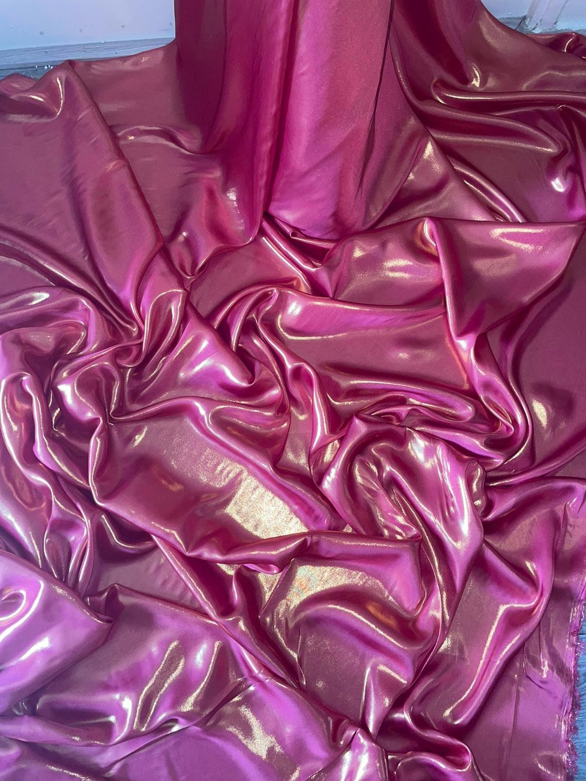1 meter hot pink/gold shiny soft shimmer satin fabric 58 wide | Etsy