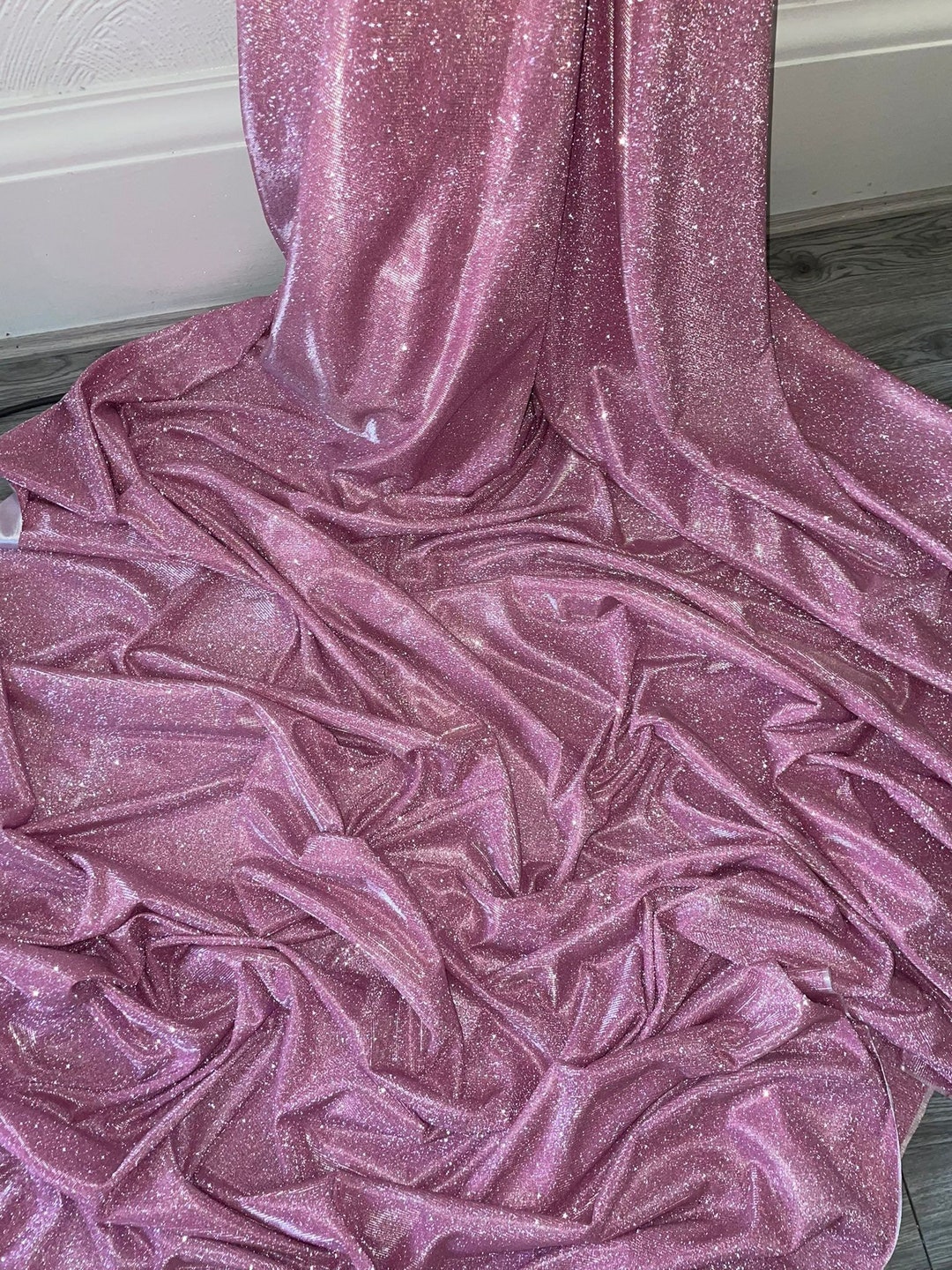 1 Meter Rose Pink Sparkly Glitter Moonlight Dress/party/drape Fabric 58 ...