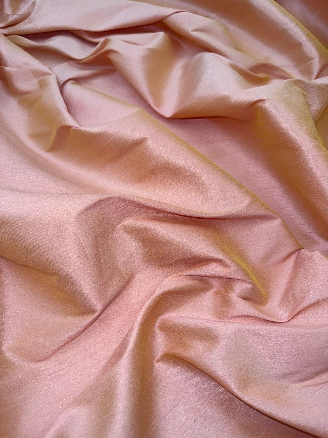 1 Meter Two Tone Baby Pink/gold 100% Polyester Dupion Soft Fabric 58 ...
