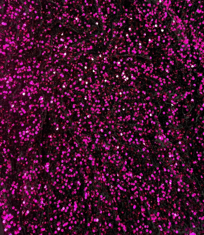 1 Meter Hot Pink Luxury Sparkly Heavy Sequin Stretch Velvet Fabric ...