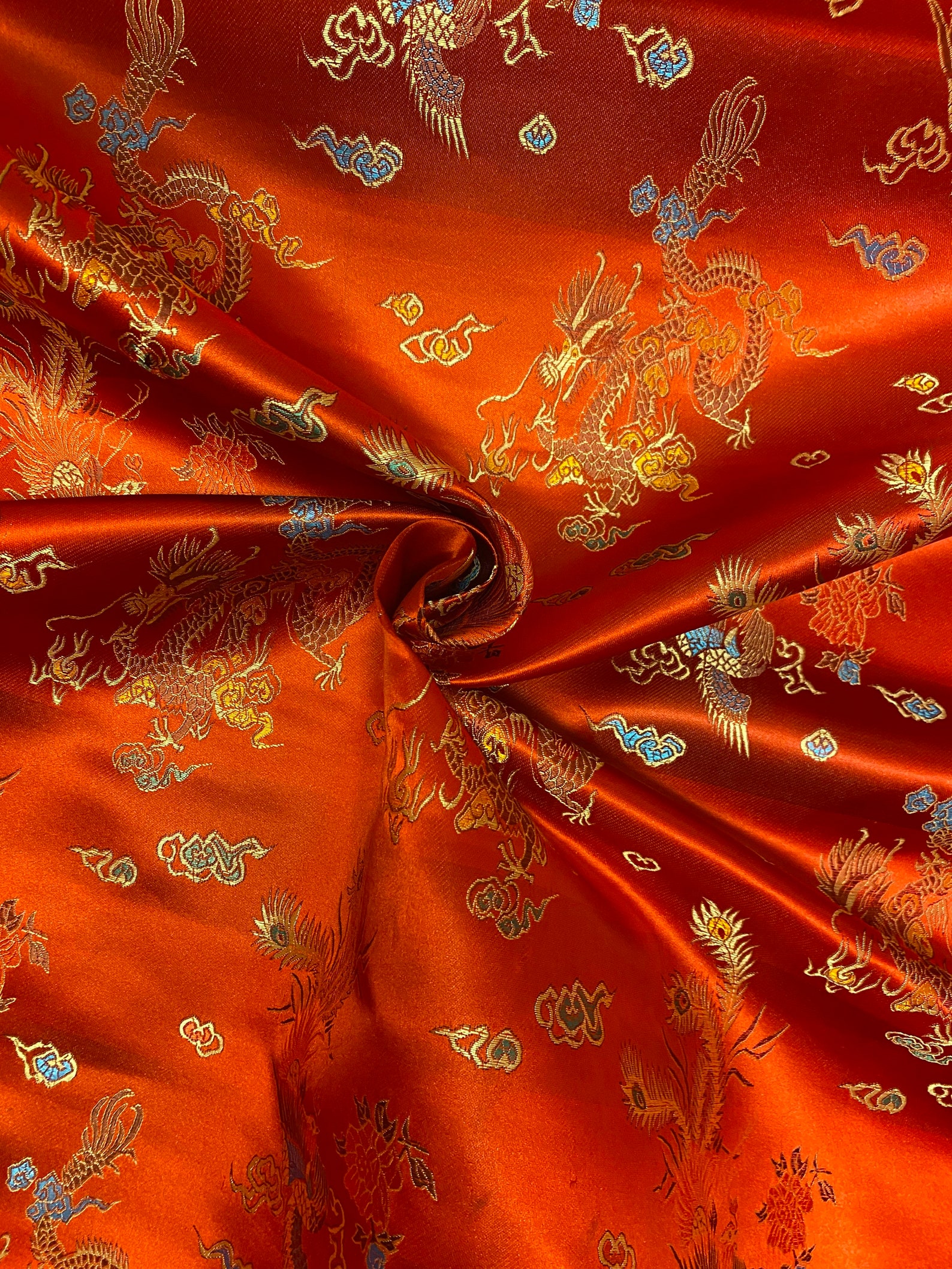 1 meter red dragon design smooth oriental chinese brocade 36 | Etsy