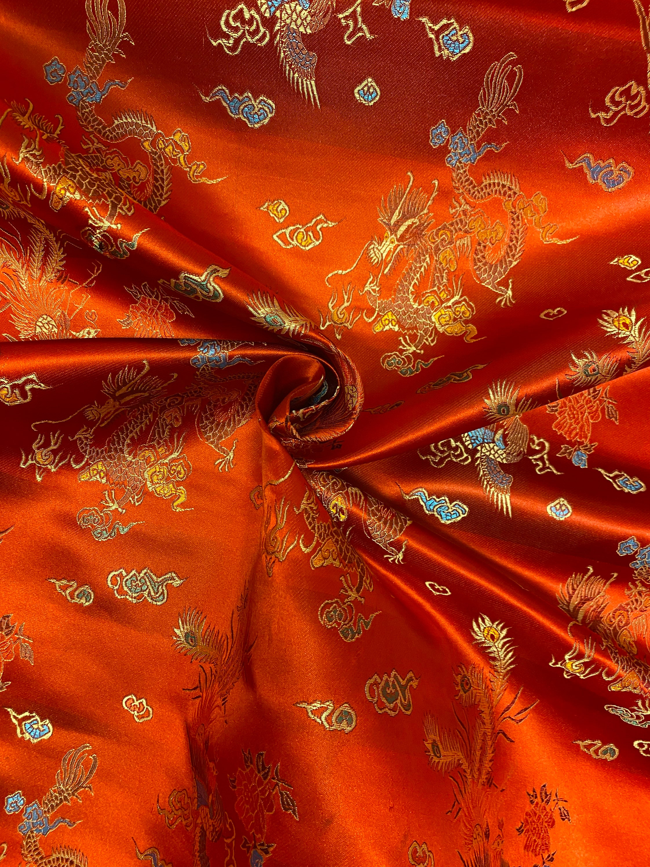 1 meter red dragon design smooth oriental chinese brocade 36 | Etsy