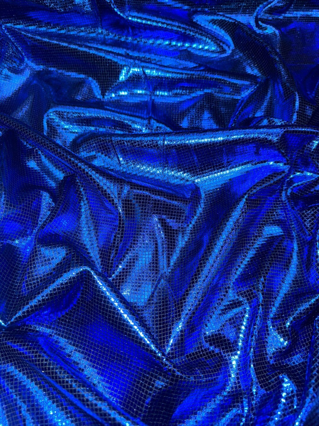 1 Meter Royal Blue Checkered Shiny Foil Lame Stretch Fabric 58” Wide - Etsy