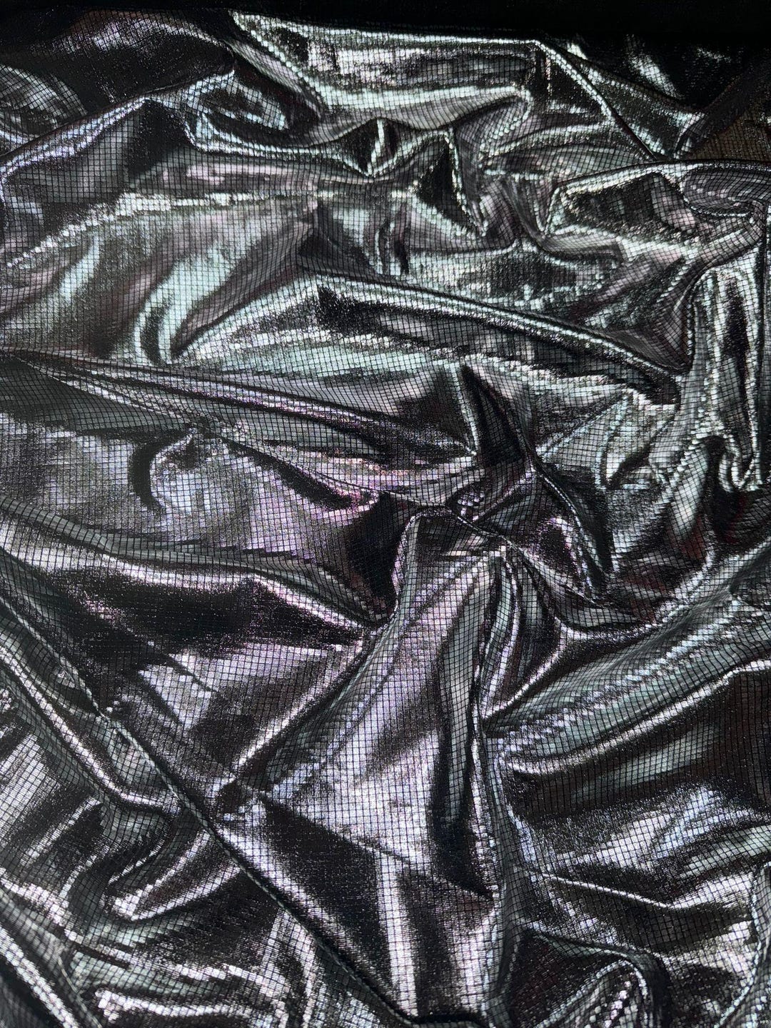 1 Meter Black/silver Checkered Shiny Foil Lame Stretch Fabric 58” Wide ...