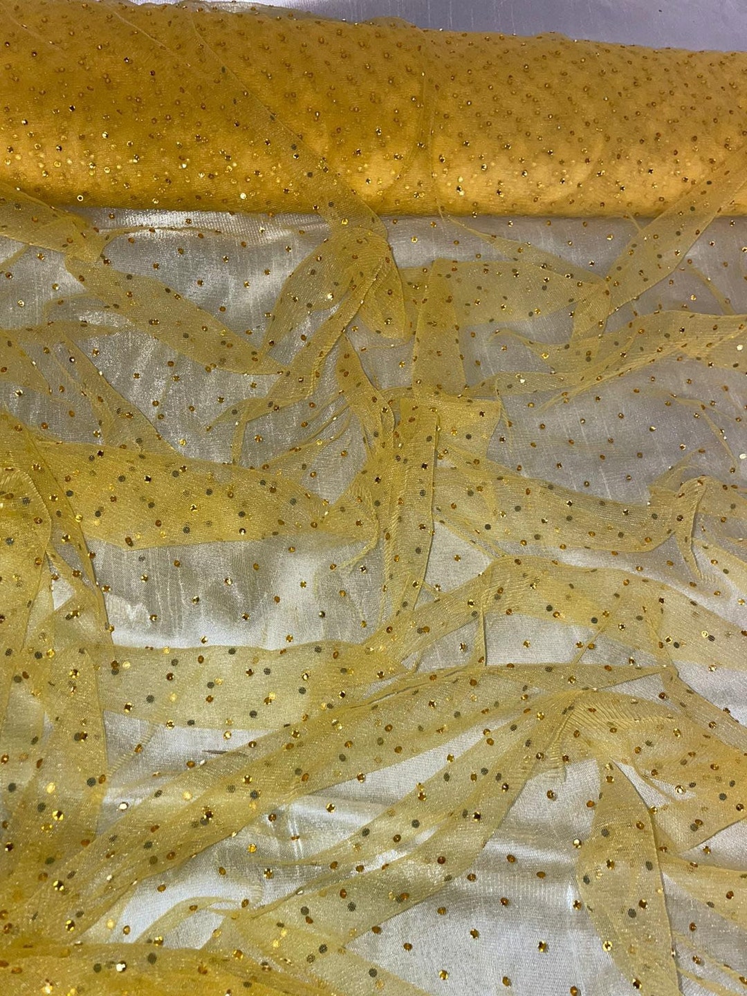 1 Meter Yellow Gold Studded Soft Tulle Net Fabric 58” Wide - Etsy