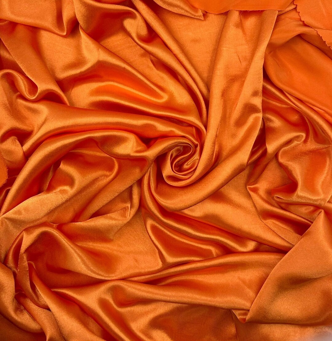 1 Meter Orange Luxury Shiny Soft Silky Crepe Back Satin Bridal Drape ...