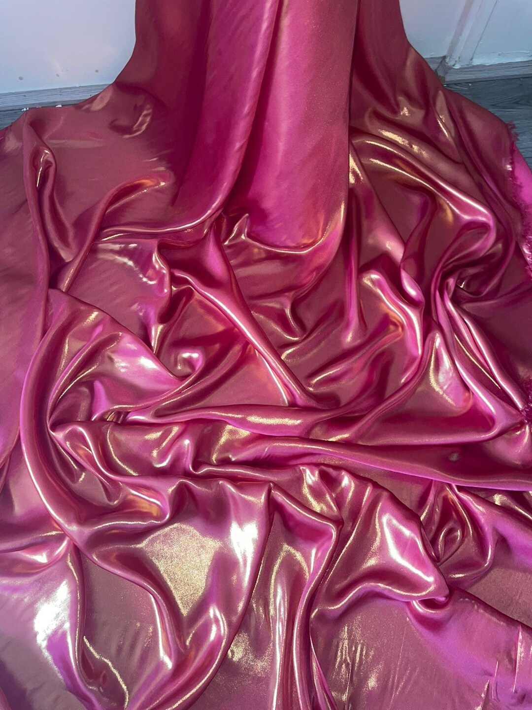 1 Meter Hot Pink/gold Shiny Soft Shimmer Satin Fabric 58” Wide - Etsy