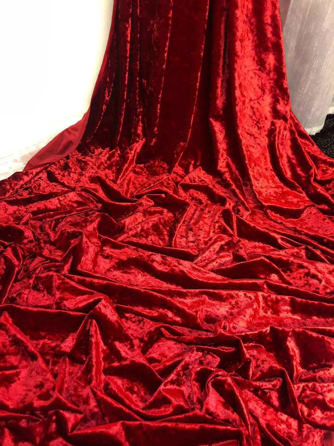 1 Meter Red Korean 2 Way Stretch Crush Velvet/velour Fabric 58” Wide - Etsy