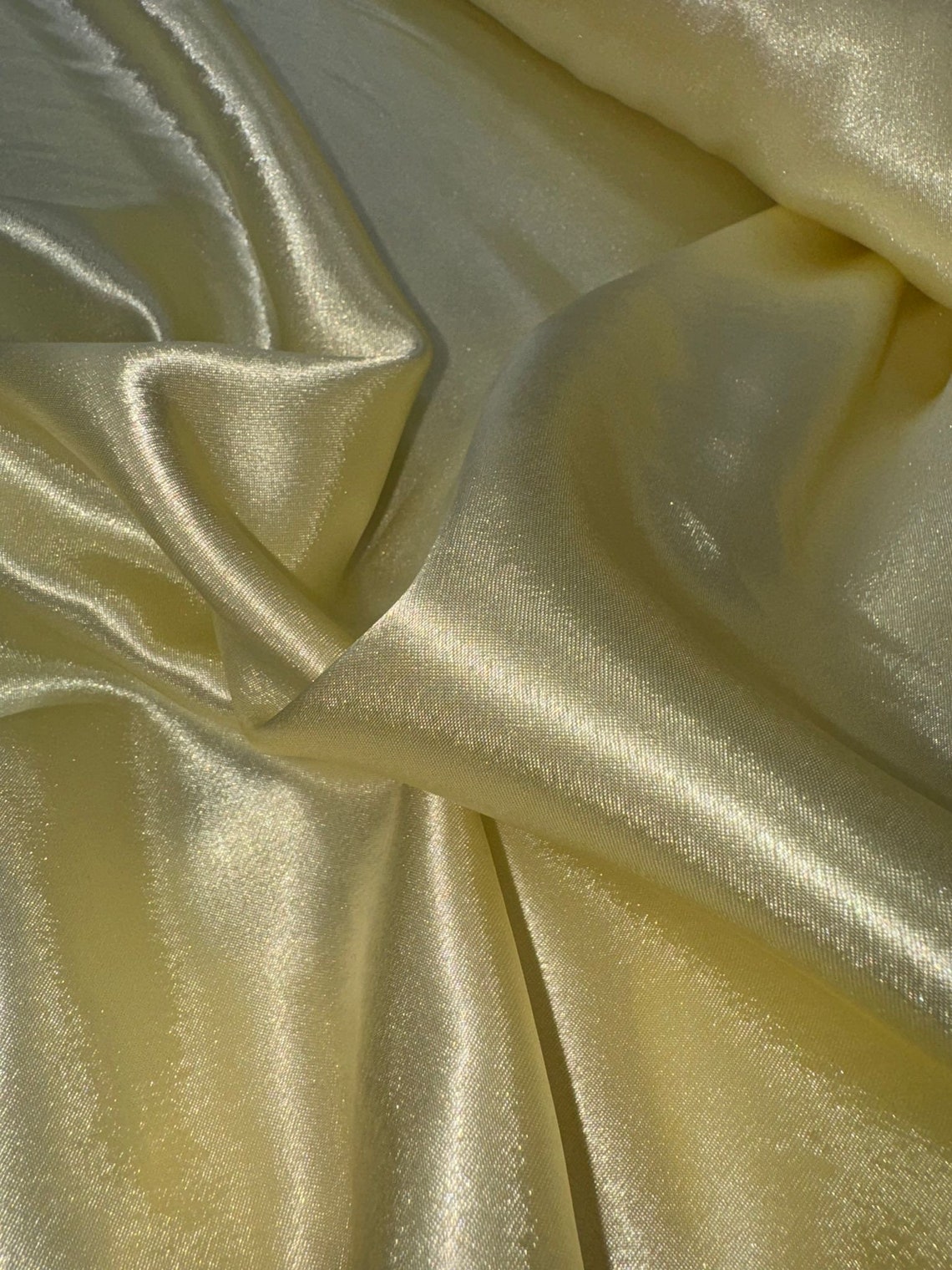 1 Meter Pale Yellow Luxury Shiny Soft Silky Crepe Back Satin Bridal ...