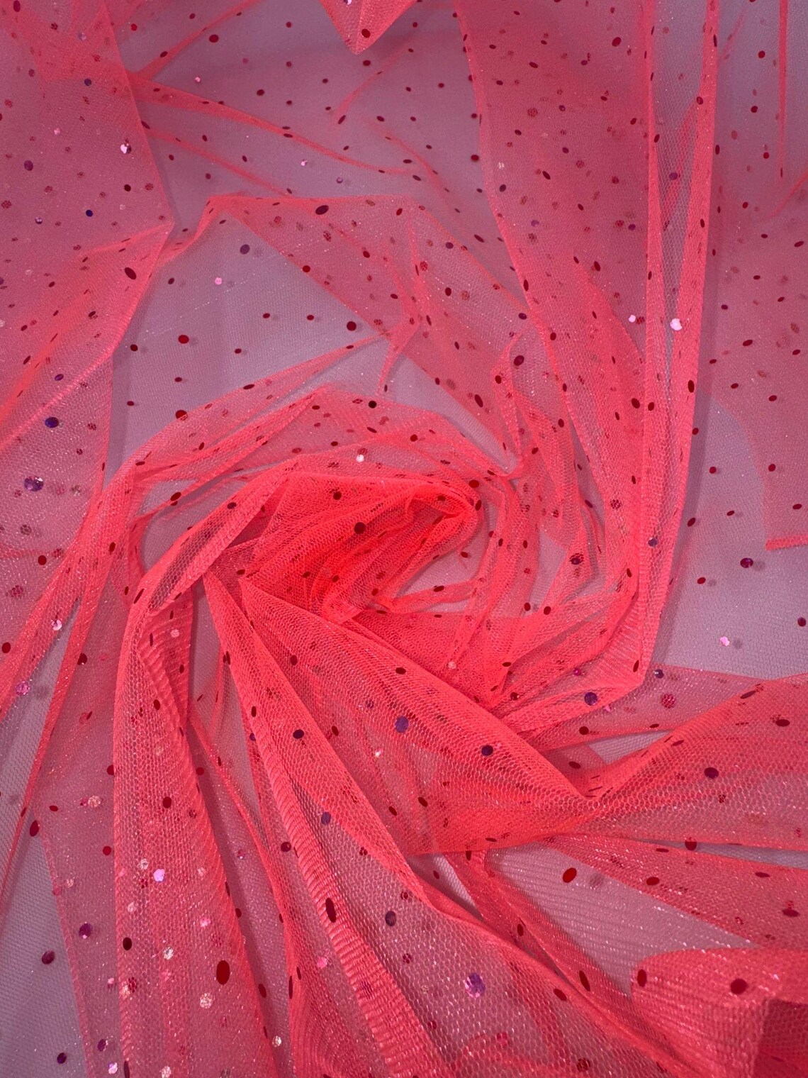 1 Meter Neon Pink Soft Sparkly Sequin Hologram Tulle Net Bridal Fabric ...