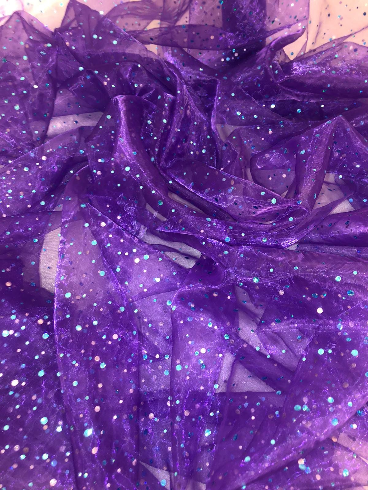 1 Meter Dark Purple Sparkly Sequin Hologram Organza Voile - Etsy