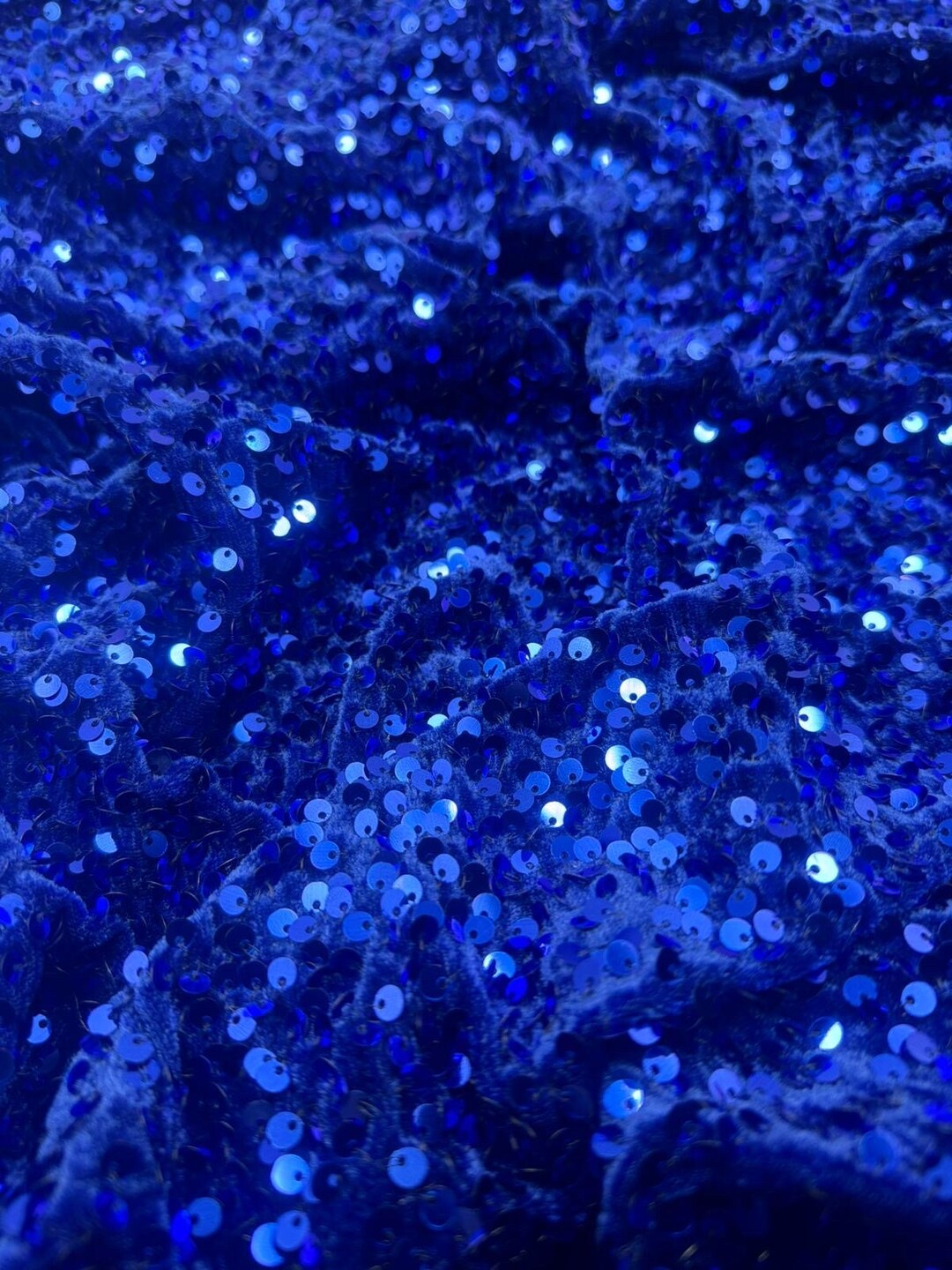 1 Meter Royal Blue Luxury Sparkly Heavy Sequin Stretch Velvet Fabric ...