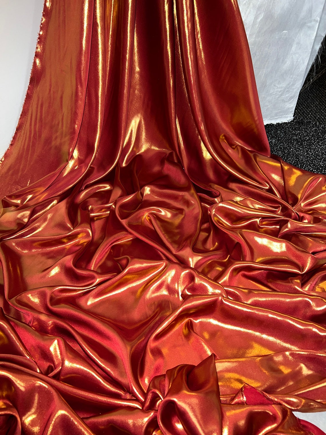 1 Meter Red/gold Soft Shimmer on Satin Fabric 58” Wide - Etsy