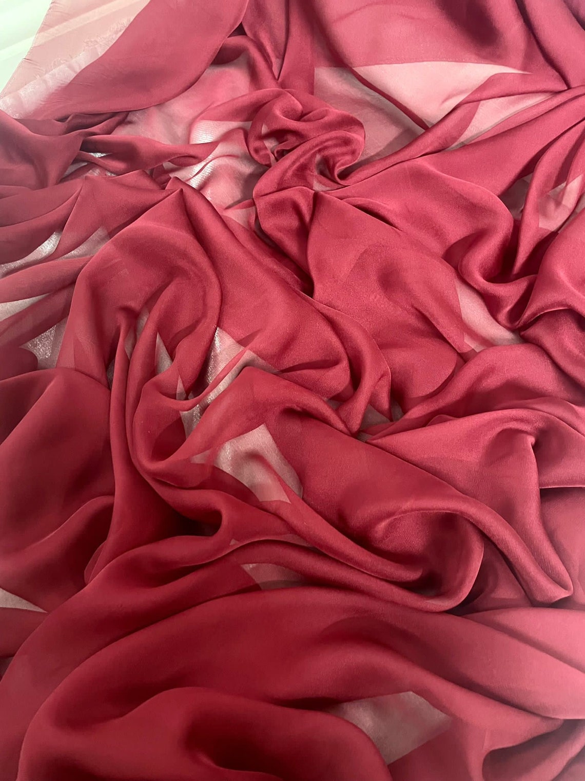 1 Meter Maroon Soft Great Quality Cationic Sheer Bridal Dress Chiffon ...