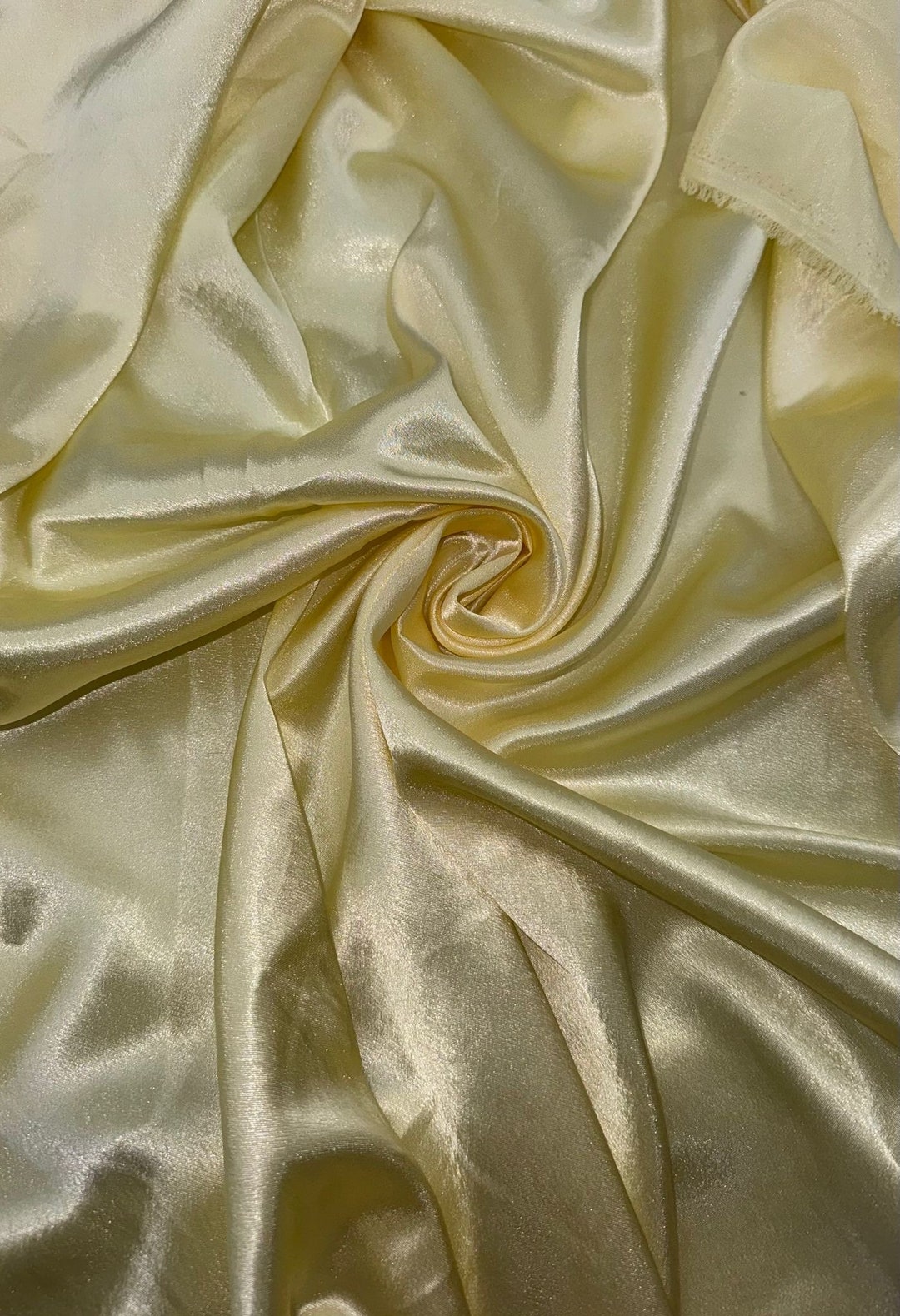 1 Meter Pale Yellow Luxury Shiny Soft Silky Crepe Back Satin Bridal ...