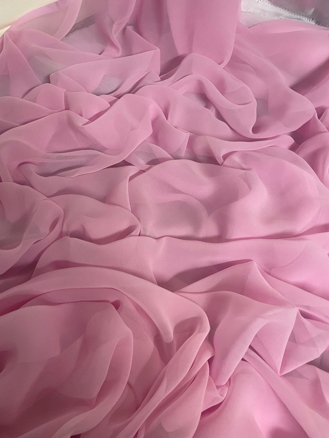 1 Meter Elegant Baby Pink Chiffon Soft Dress Fabric Floaty Light Weight ...