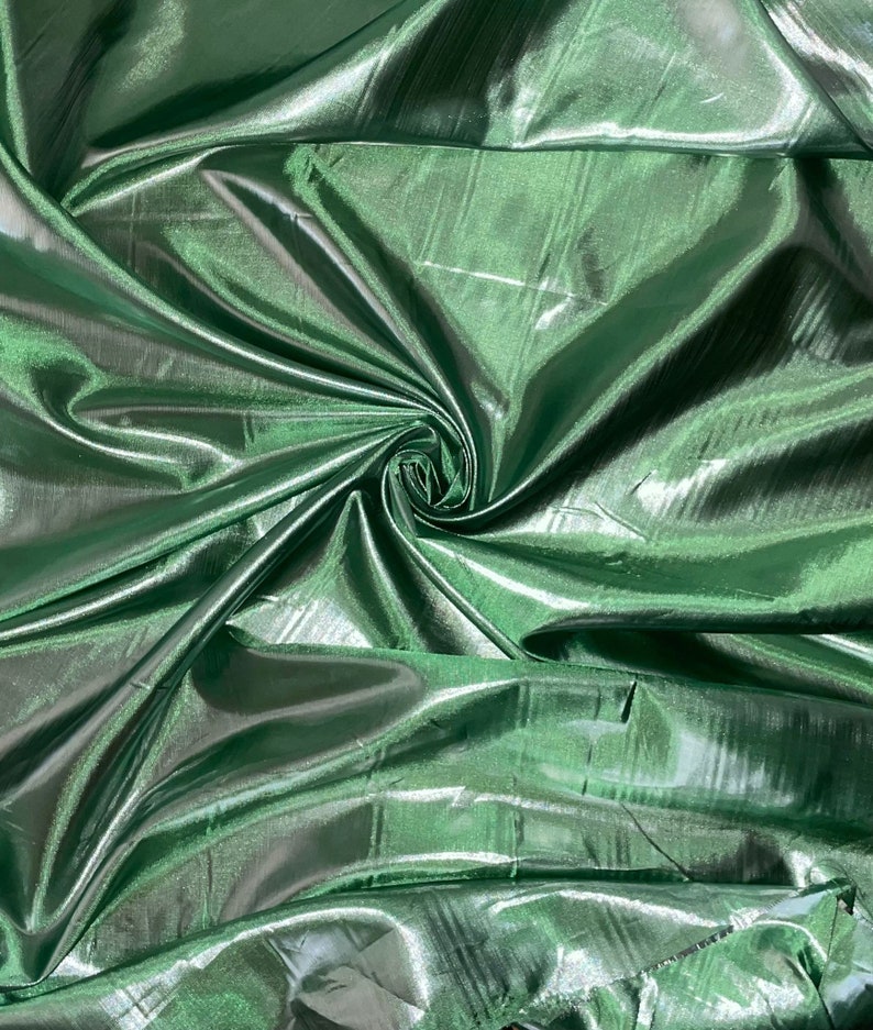 1 Meter Emerald Green/silver Shiny Metallic Double Sided Foil Lame ...