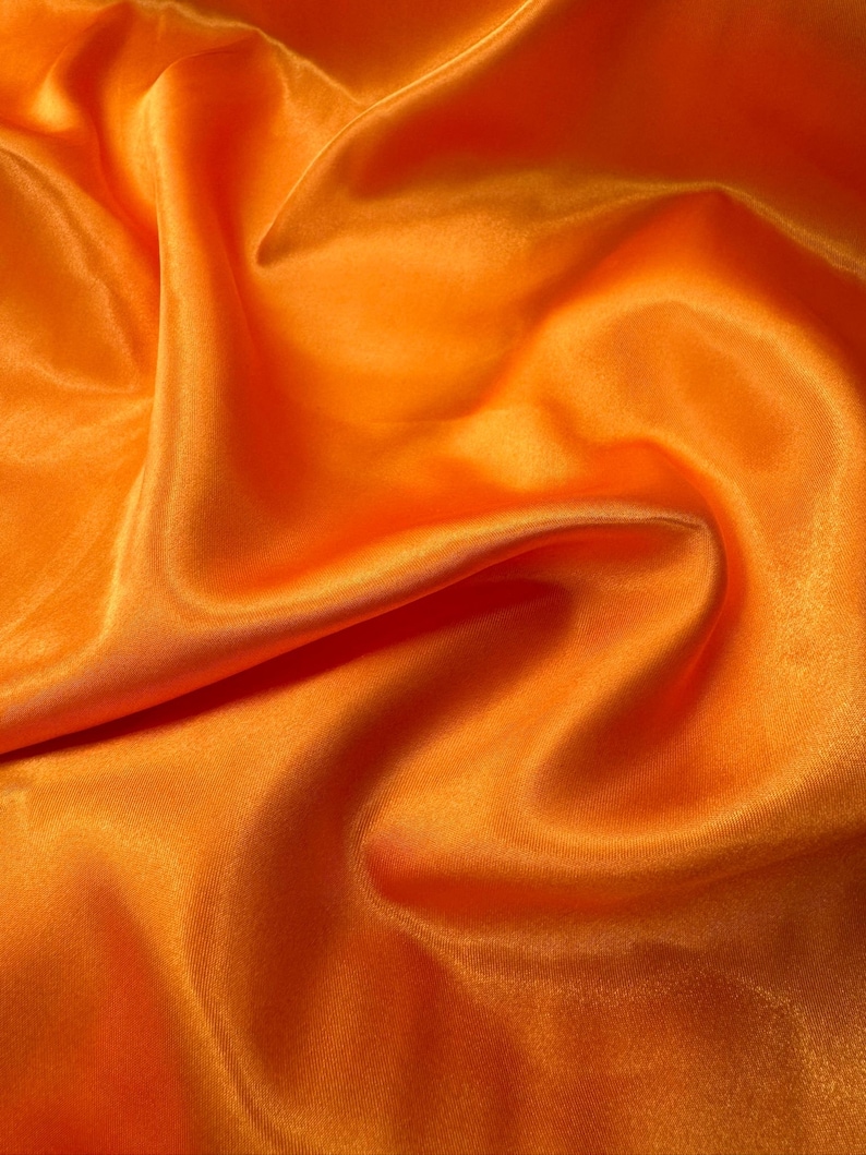 1 Meter Orange Plain Soft Shiny Budget Satin Costume Craft Dress Fabric ...