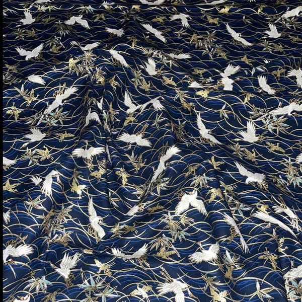 Navy and Gold Fabric - Etsy