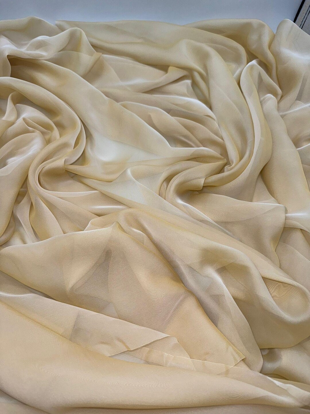 1 Meter Beige Soft Cationic Chiffon 100% Polyester Fabric 58” Wide - Etsy