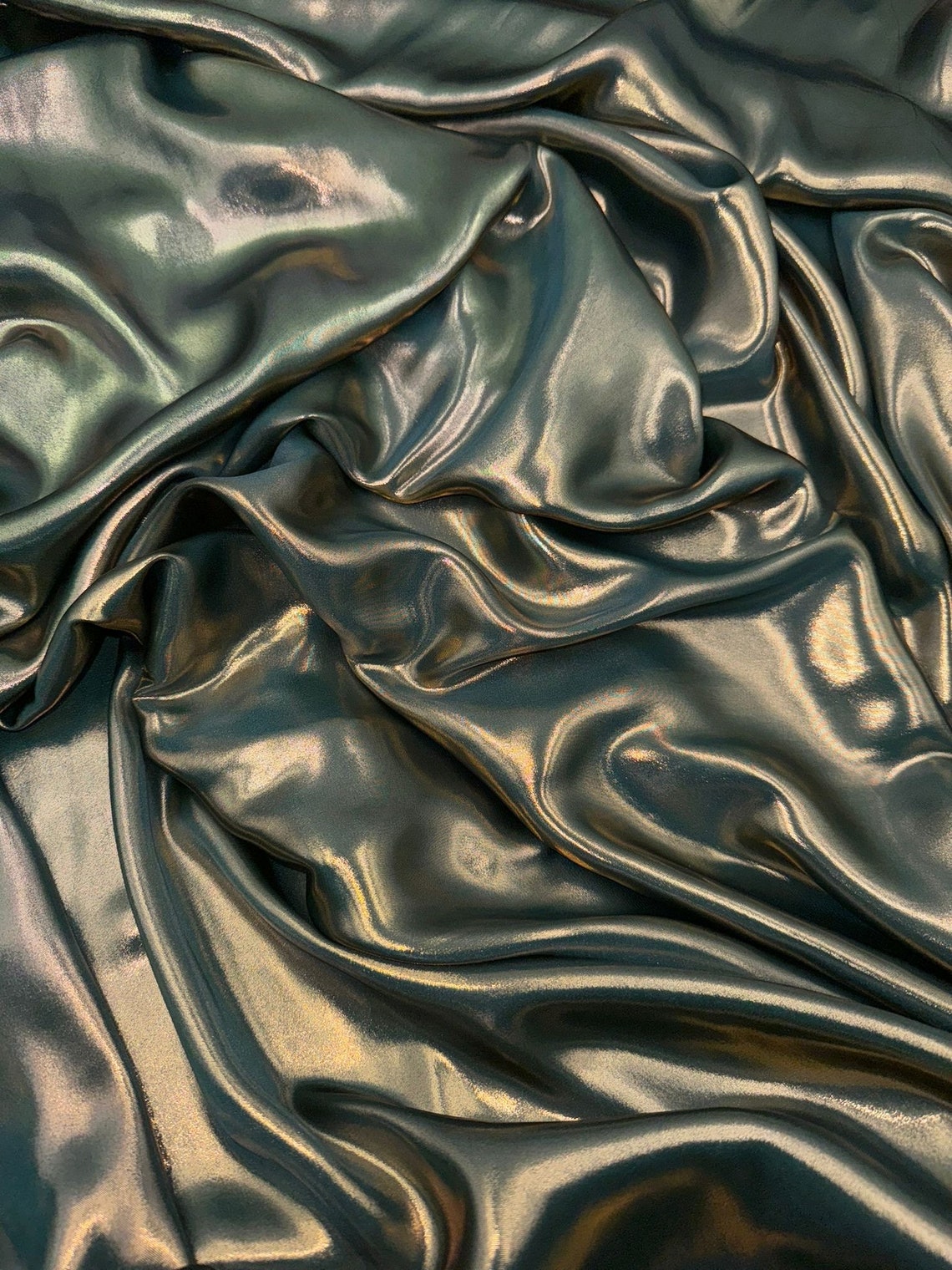 1 Meter Bottle Green/gold Shiny Soft Shimmer Satin Fabric 58” Wide - Etsy