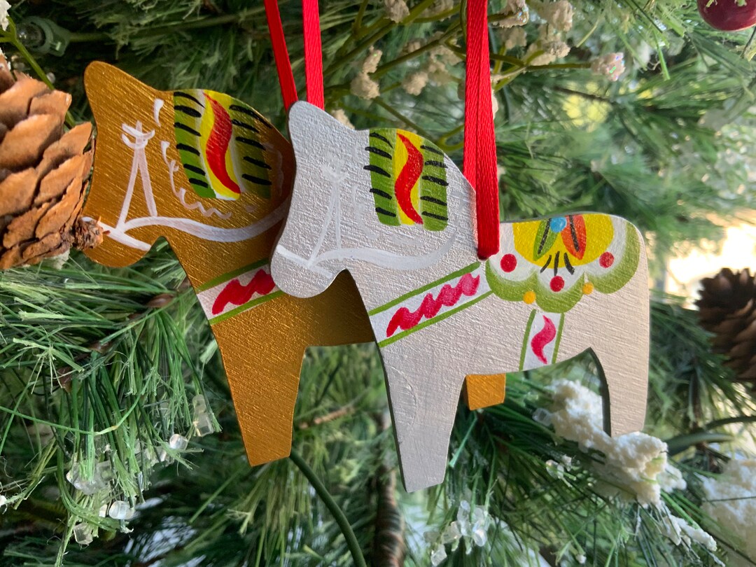 Dala-horse Ornament Gold or Silver Color - Etsy
