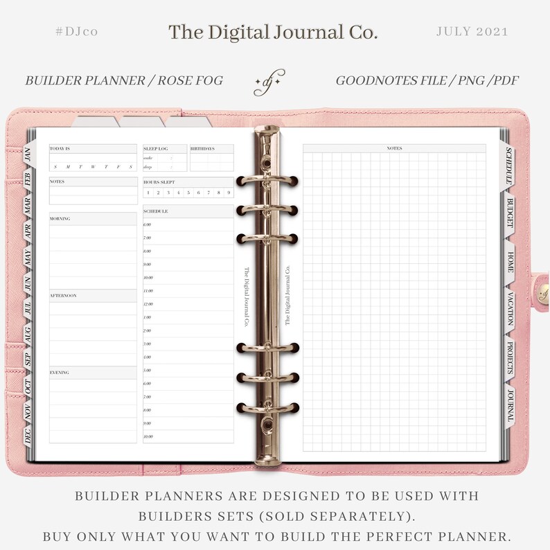 Builder Planner / Rose Fog Djco digital Planner Notebook - Etsy