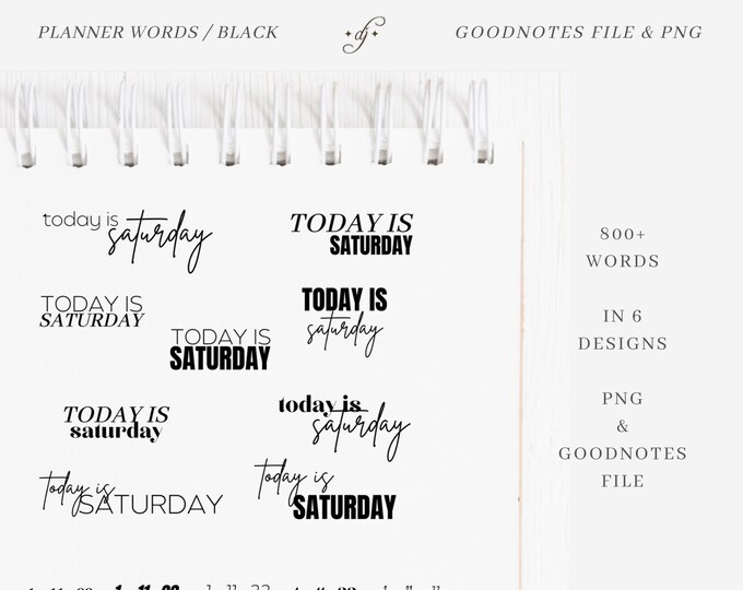 Planner Word Stickers / Black / 800+ ~ Djco (digital Stickers, Planner ...