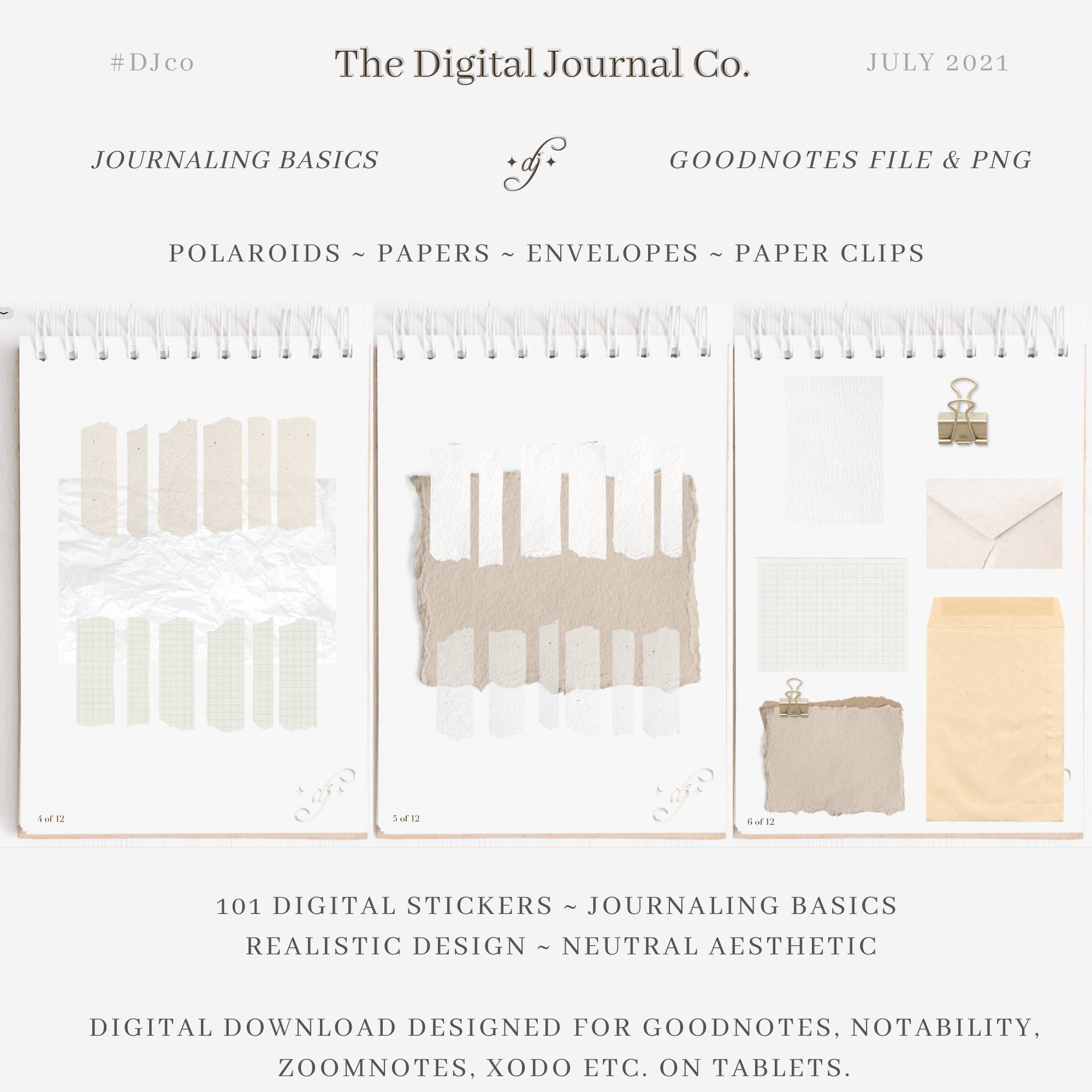 Journaling / Basics / 101 ~ Djco (digital Stickers, Sticker Kit, Set ...