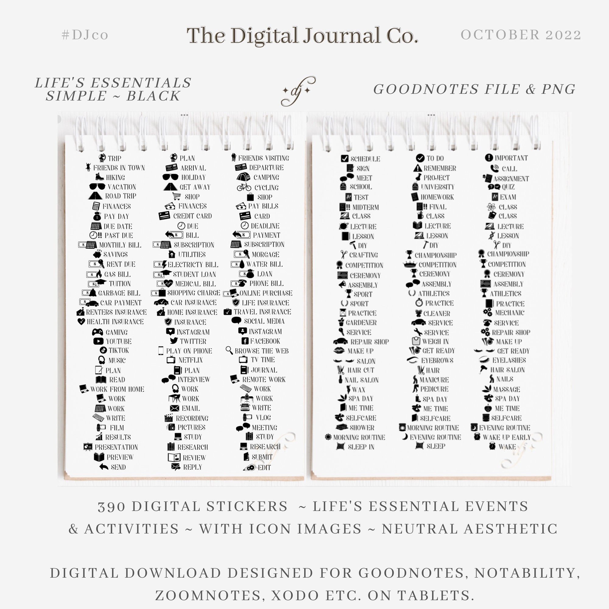 Life Essentials - Simple - Black - 390 ~ Djco (digital Stickers ...