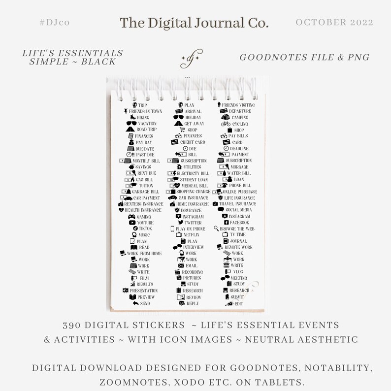 Life Essentials - Simple - Black - 390 ~ Djco (digital Stickers ...