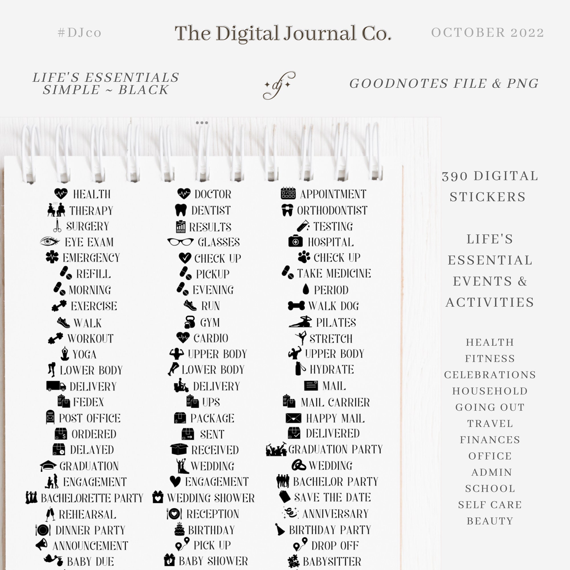 Life Essentials - Simple - Black - 390 ~ Djco (digital Stickers ...