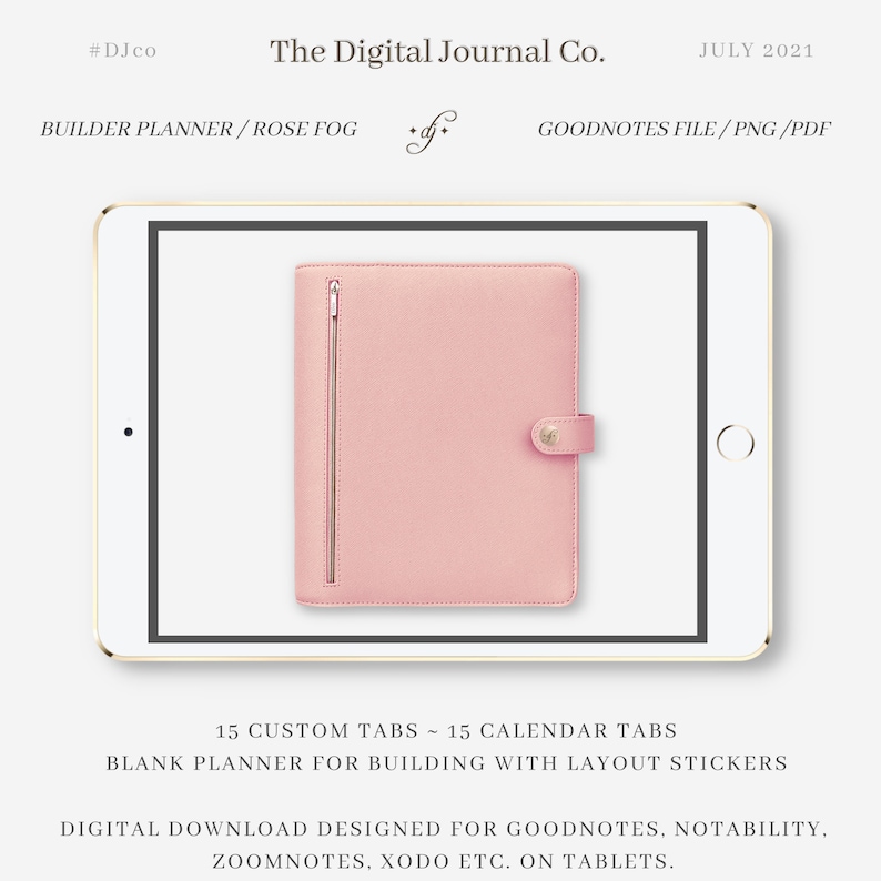 Builder Planner / Rose Fog Djco digital Planner Notebook - Etsy